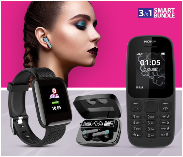 Nokia 105 Dual Sim Mobile Phone - Black (R128607 | saudi.jazp.com