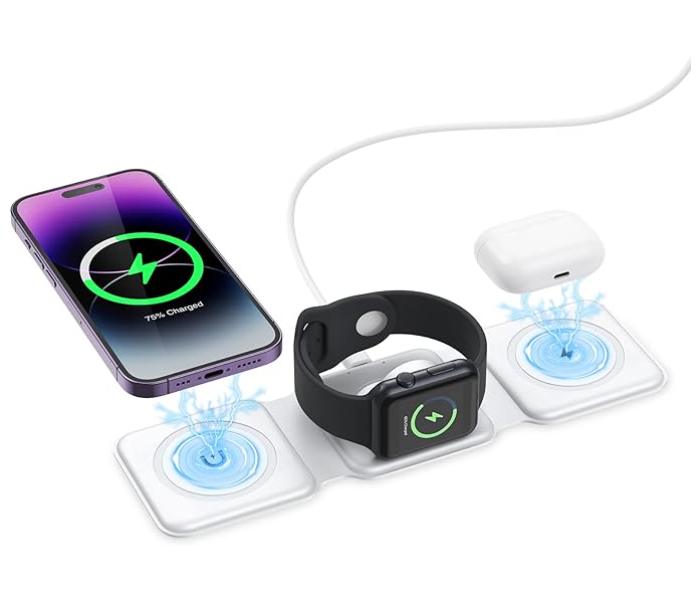Generic 3 in 1 Foldable Wireless Charger Mag137110 | Uae.Jazp.com